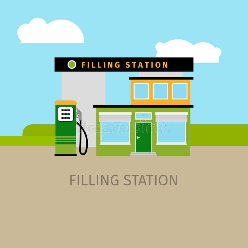 Filling Station Drawing Stock Illustrations – 639 Filling Station ...