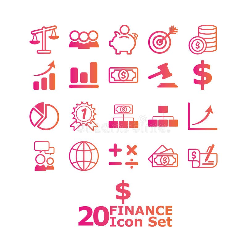 Colored Finance Icons Set Vector Stock Vector - Illustration of group ...