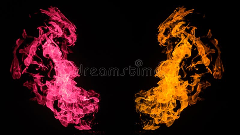 Colored Fire on Black Background. Flaming Patterns and Abstract Smoke ...