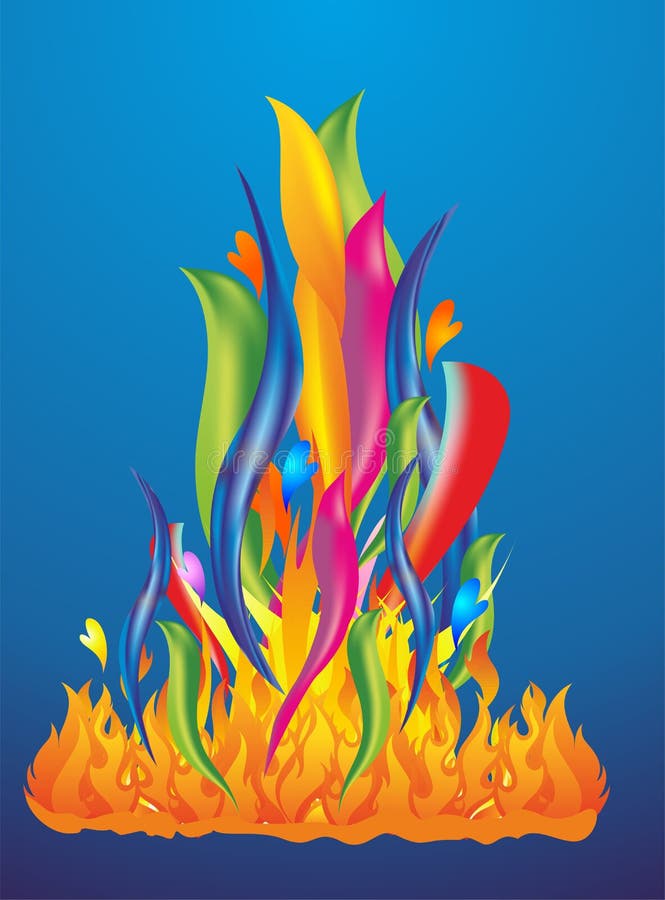 Colored fire and flames stock illustration. Illustration of glow - 83525094