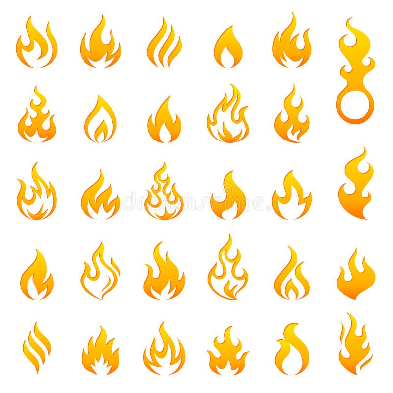 Colored Fire and Flames Vector Icon Set Stock Vector - Illustration of ...