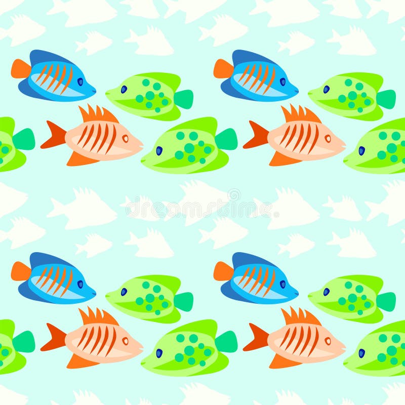 Colored Fish Seamless Pattern Stock Vector - Illustration of green ...