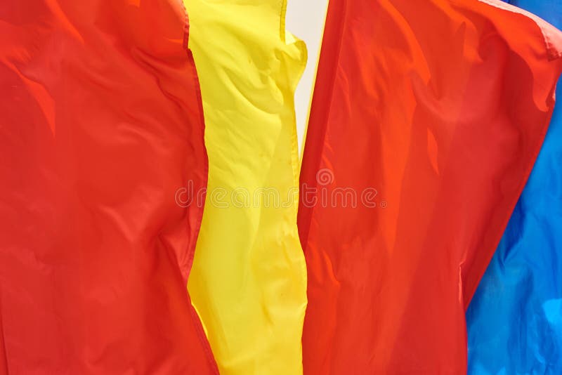Colored Flags Flying in the Wind, Closeup Stock Photo - Image of colors ...
