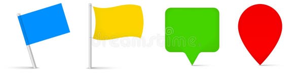 Colored Flags and Map Pin Pointers Template. 3D Realistic Vector ...