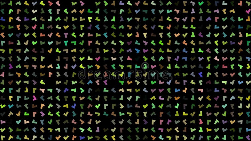 Colored Flashing Rotating CHECK Marks on Black Bg. Abstract Festive ...