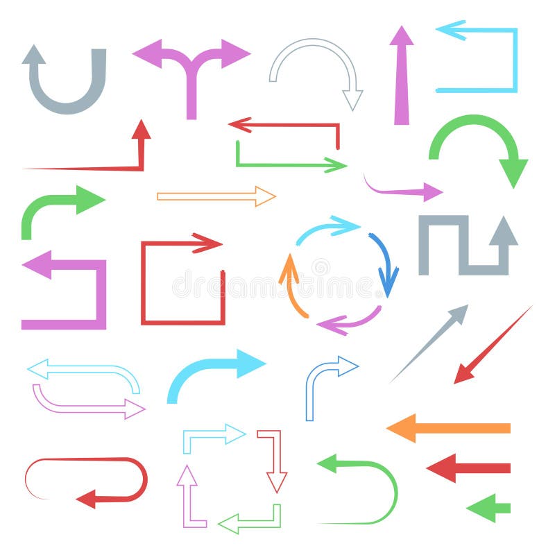 Colored Flat Arrows. Set of Icons Stock Vector - Illustration of arrows ...