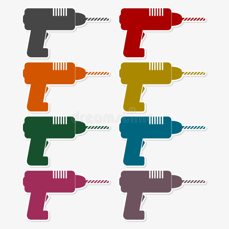 Colored Flat Drill Icon. Vector Set Symbol Drill Stock Vector ...