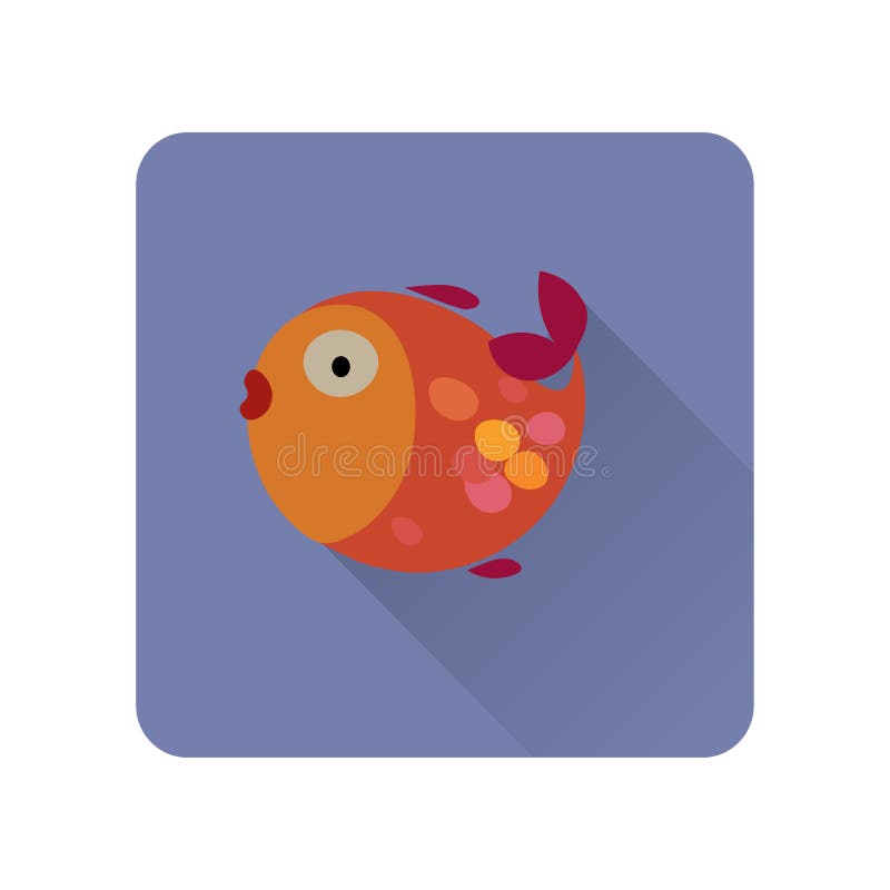 Colored Flat Icon of Cartoon Fish Stock Vector - Illustration of ...