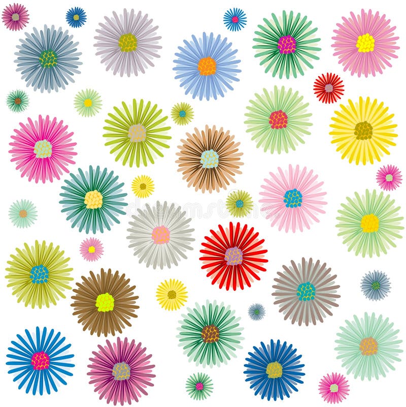 Colored Flowers Pattern on White Stock Vector - Illustration of chicken ...