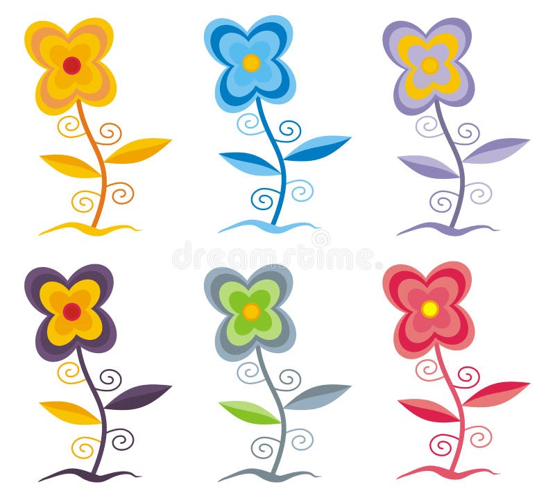 Colored flowers vector stock vector. Illustration of graphics - 16295575
