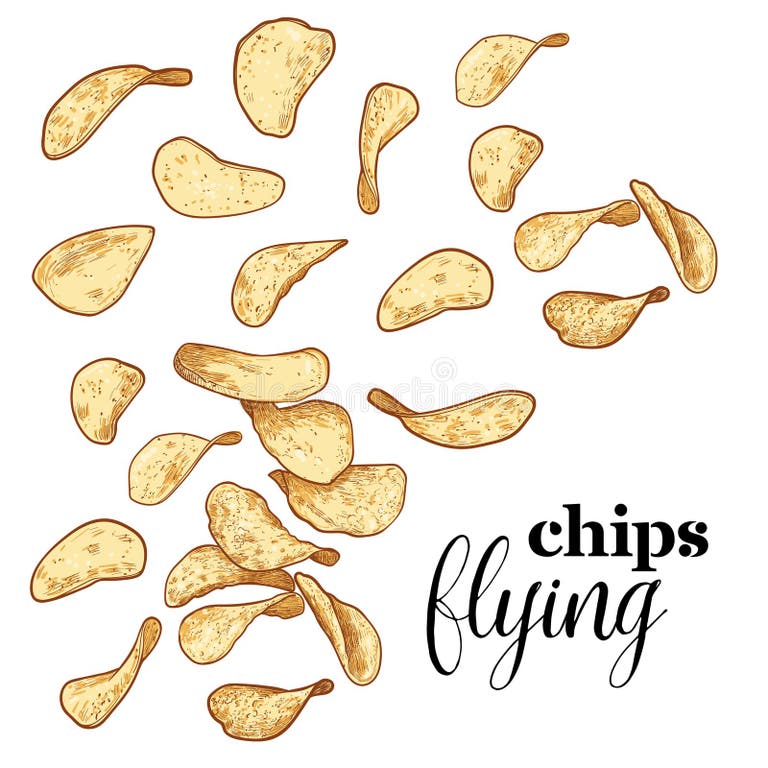 Vector Colored Flying Chips Stock Vector - Illustration of vegetable ...