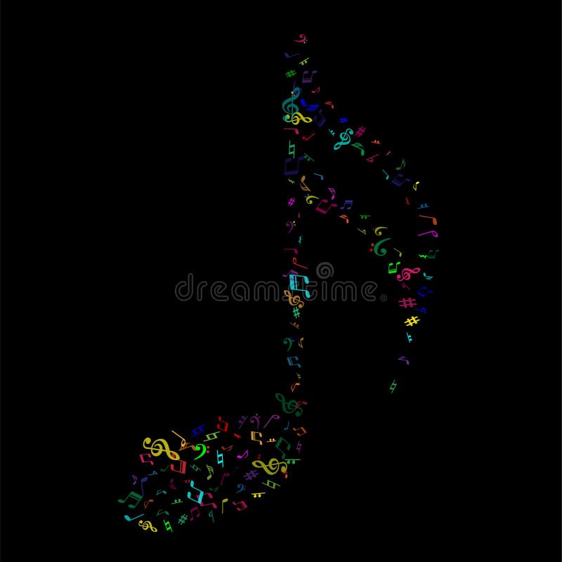 Colored Flying Musical Notes Isolated on White Background. Stock Vector ...