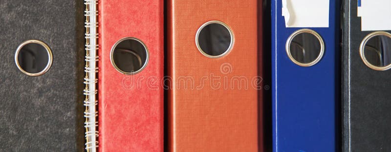 Colored Folders for Office Files and Paper on a Shelf. Background Image ...