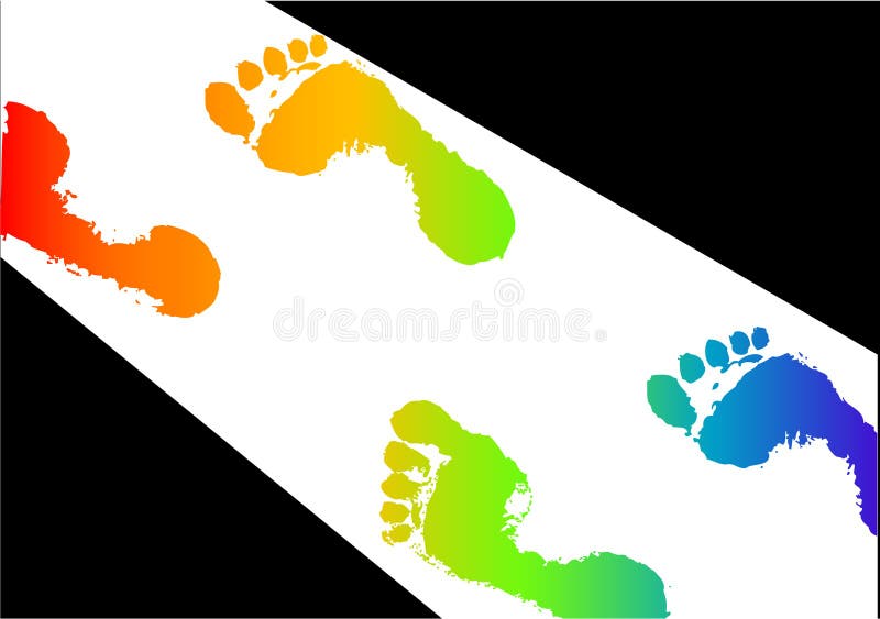 Colored footsteps in light stock illustration. Illustration of mark ...