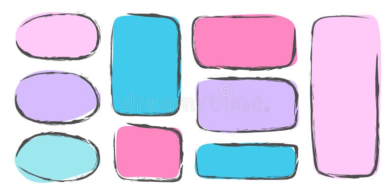 Colored Frames in Doodle Style. Set of Hand Drawn Paper Quote Frames ...