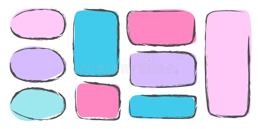 Colored Frames in Doodle Style. Set of Hand Drawn Paper Quote Frames ...