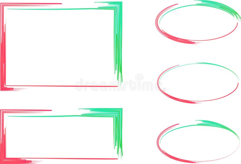 Red Green Bright Colorful Line Art Abstract Frames Collection Stock ...