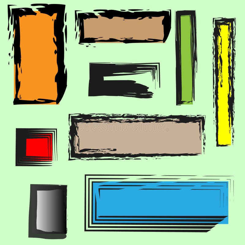 Colored Frames Set. Scribbled Borders Collection. Abstract Banner ...