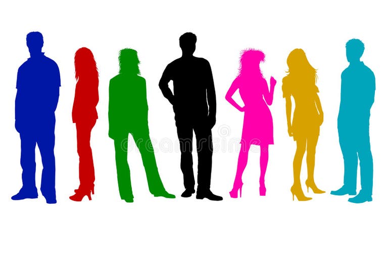 Colored friends stock illustration. Illustration of silhouette - 4747630