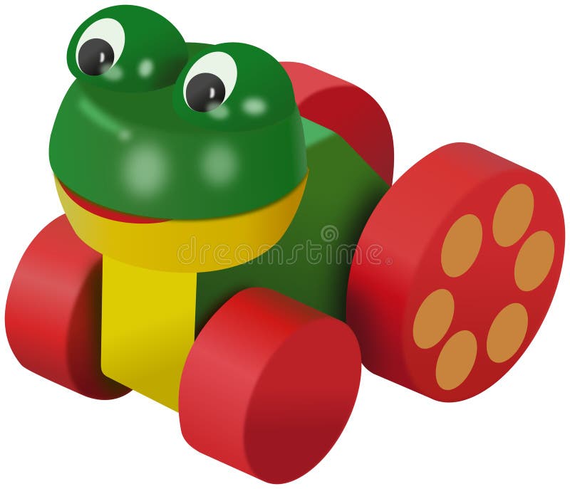 Colored frog toy on wheels stock illustration. Illustration of ...