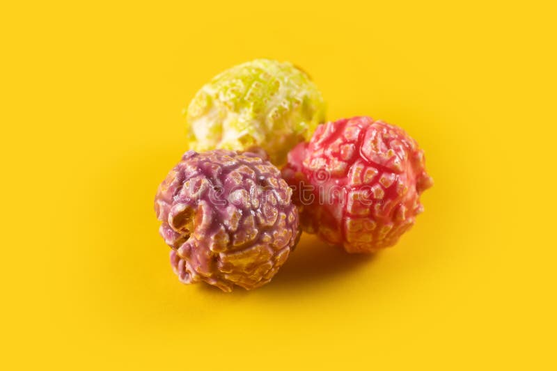 Colored Fruity Popcorn Yellow Background Stock Photos - Free & Royalty ...