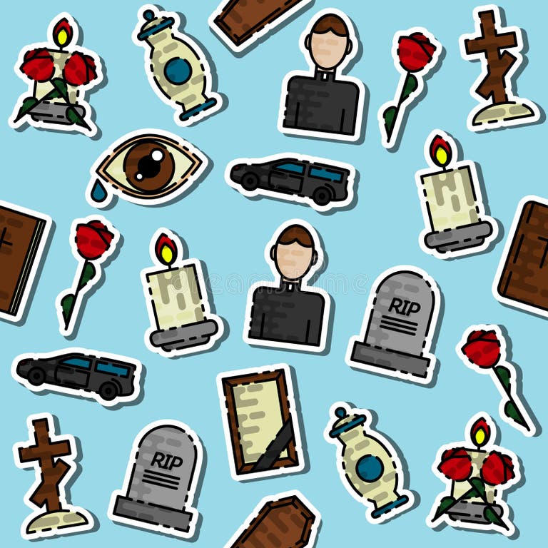 Colored funeral pattern stock vector. Illustration of funeral - 79235613