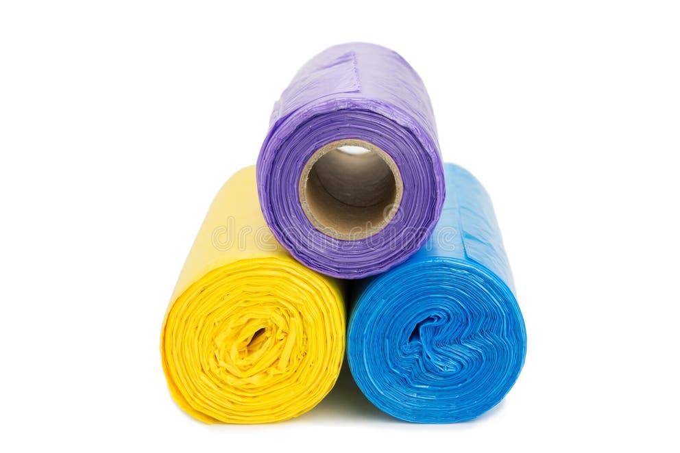 Colored garbage bags roll stock image. Image of plastic - 59299615