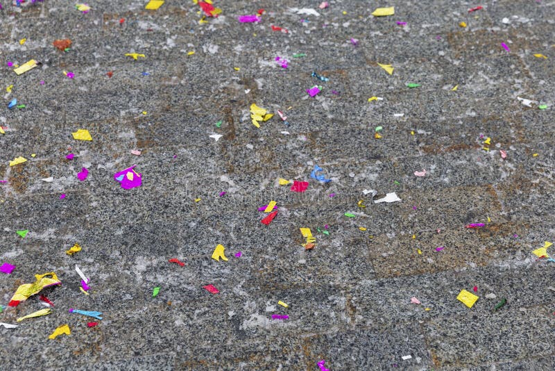 Colored Garbage from Fireworks on the Ground after the Holiday Stock ...
