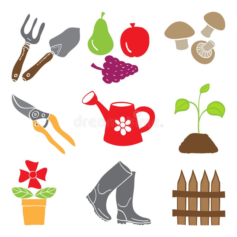 Spring gardening icons stock vector. Illustration of garden - 22193868
