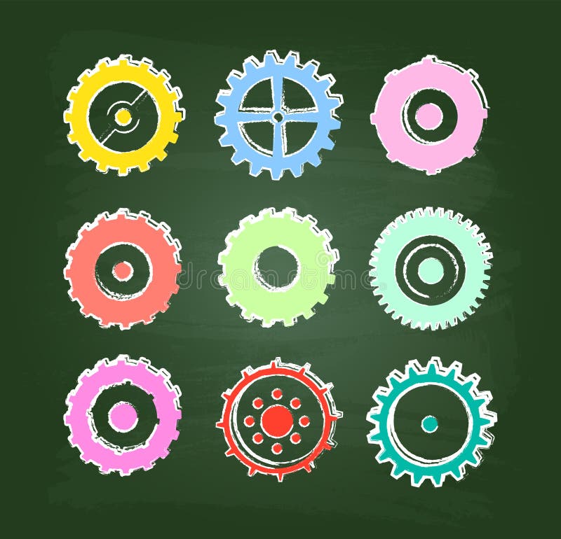 Colored Gear Icons Set stock vector. Illustration of gear - 45231420