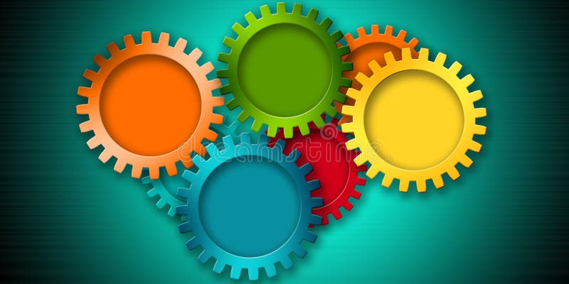 Colored Gear Wheels Showing Teamwork Concept Stock Illustration ...