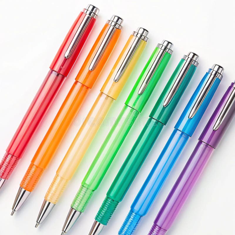 Colored Gel Pens Set for Writing and Drawing on White Background Stock ...