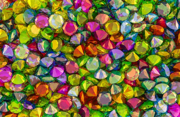 Colored Gemstones Background, Wallpaper. 3D Rendering Stock ...