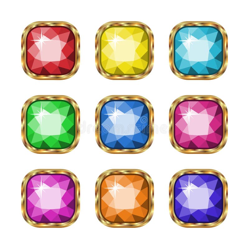 Colored Gemstones Set In Gold. Stock Vector - Illustration of brooch ...