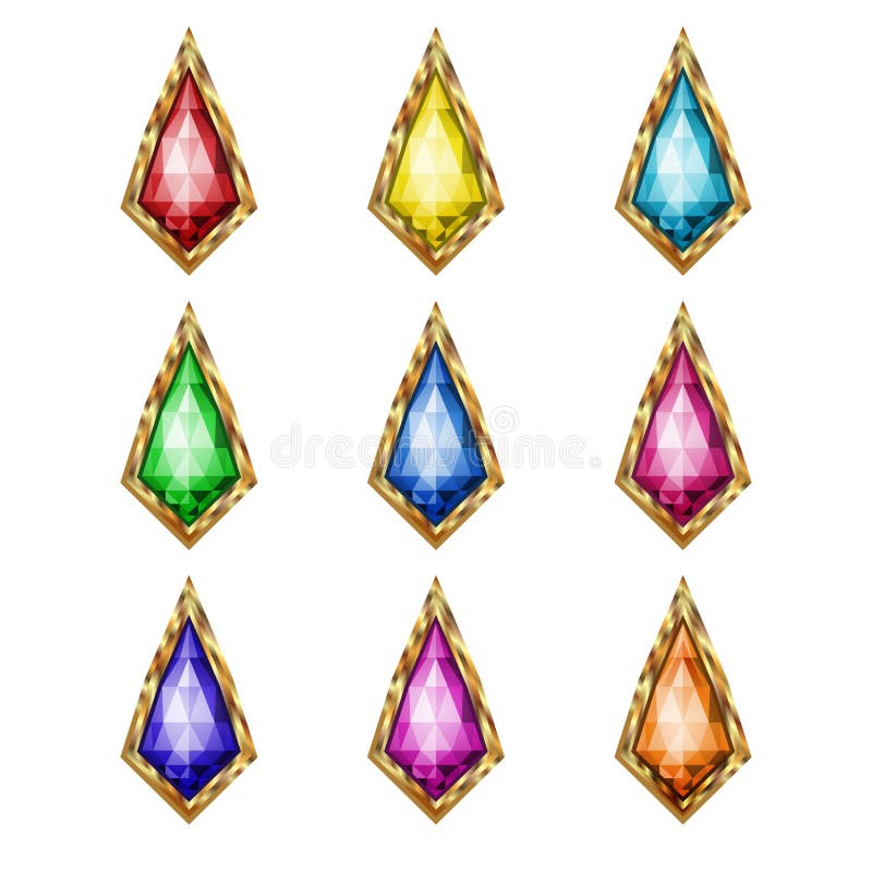 Colored Gemstones Set in Gold. Stock Vector - Illustration of metal ...
