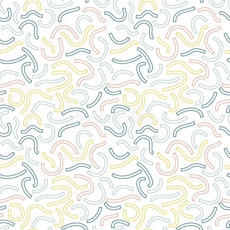 Colored Geometric Seamless Pattern. Outline Curved Lines Stock Vector ...