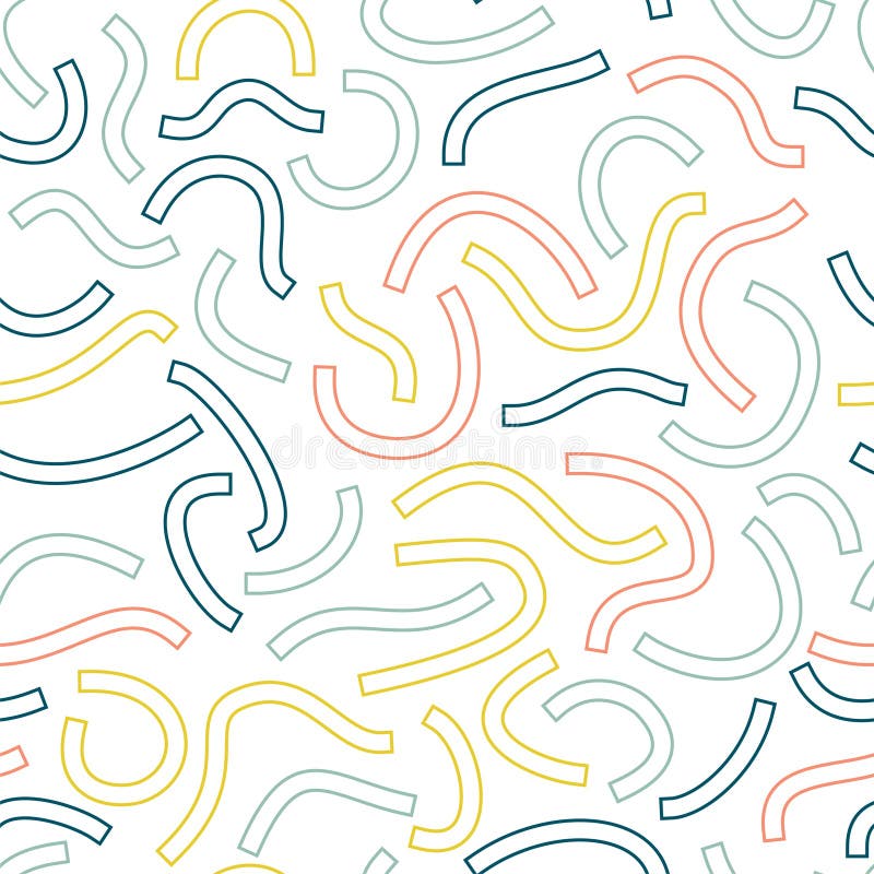 Colored Geometric Seamless Pattern. Outline Curved Lines Stock Vector ...