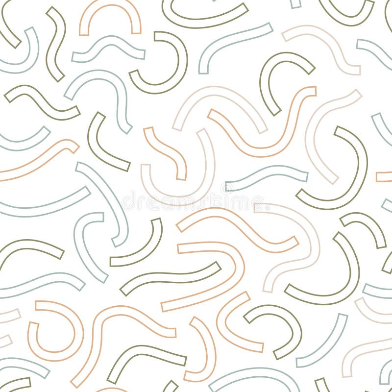 Colored Geometric Seamless Pattern. Outline Curved Lines Stock Vector ...
