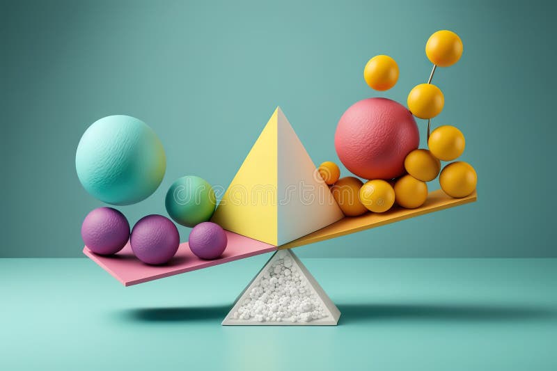 Colored Geometric Shapes Balance Concept Background Stock Illustration ...