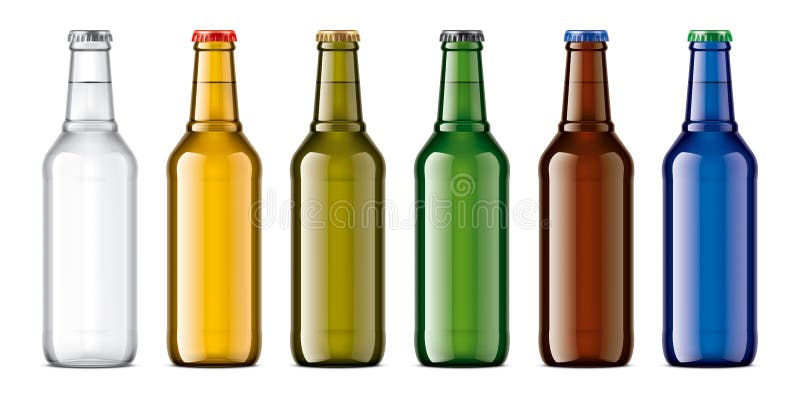Colored Glass Bottles set. stock vector. Illustration of isolated ...