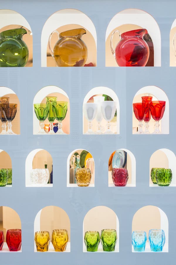 Colored glass cups stock image. Image of glass, transparent - 137994321