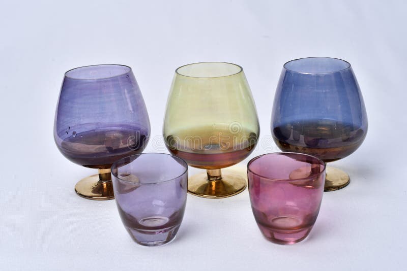 Colored Glass Goblet with Cognac and Cheese Stock Photo - Image of ...