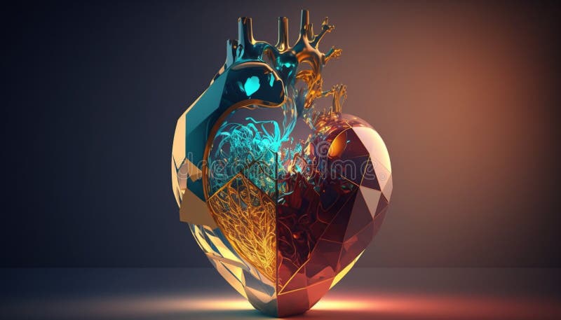 Colored Glass Heart, Surrealism, Concept Art, AI Generated Stock ...