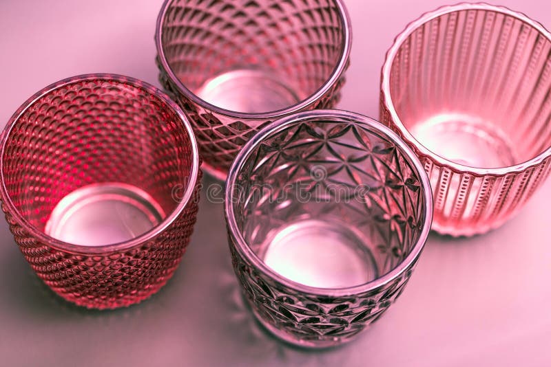 Colored Glass Products Close-up, Modern Translucent Cups Stock Image ...