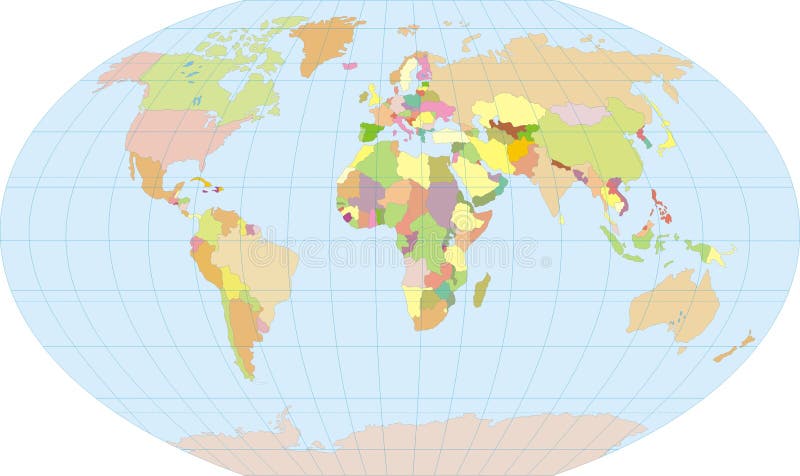 Detailed World Map with All Names of Countries Stock Vector ...