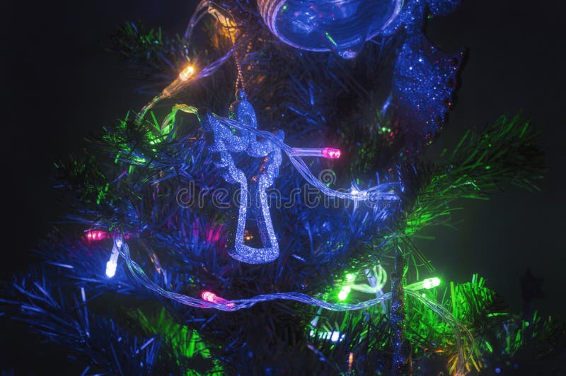 Christmas tree with glow stock image. Image of colored - 104029497