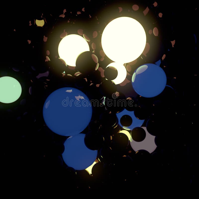 Colored Glowing Balls on Black Background 3d Rendering Stock ...
