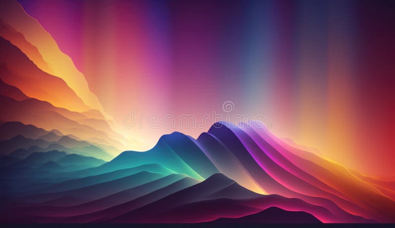 Colored Gradient Abstract Background. Mountain with Colorful Sky. Mixed ...