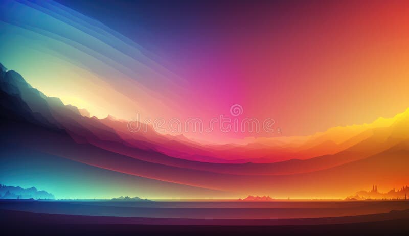 Colored Gradient Abstract Background. Mountain with Colorful Sky. Mixed ...