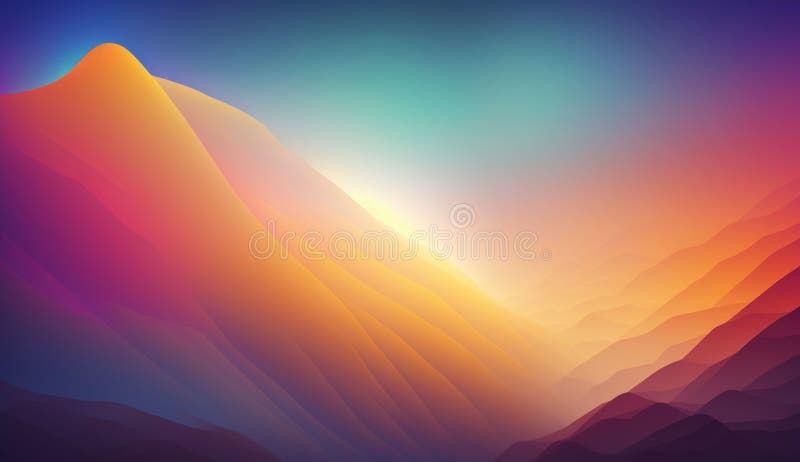 Colored Gradient Abstract Background. Mountain with Colorful Sky. Mixed ...